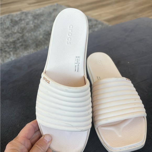 CROCS | Shoes | Sale Crocs Womens Cream Slide Sandals | Poshmark